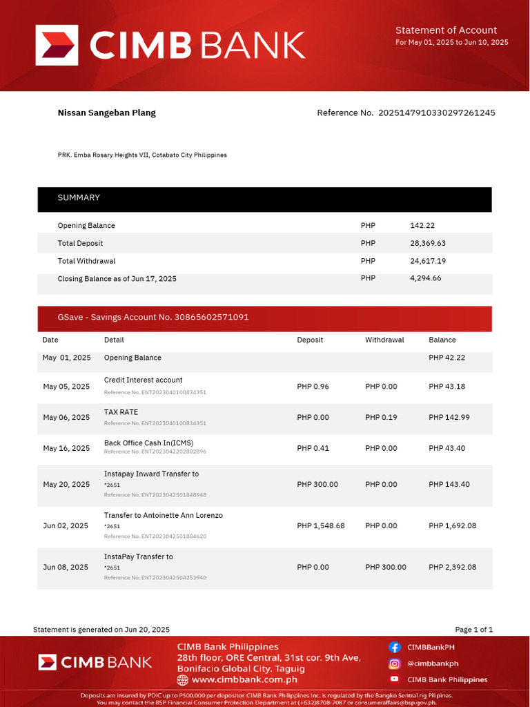CIMB Statement of Account - 20250718 - 142114 - 0000 | PDF
