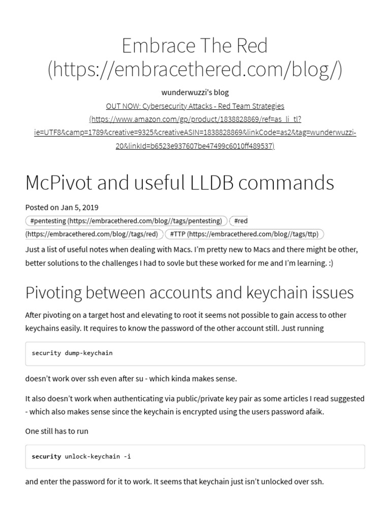 McPivot and Useful LLDB Commands Embrace The Red | PDF | Security ...