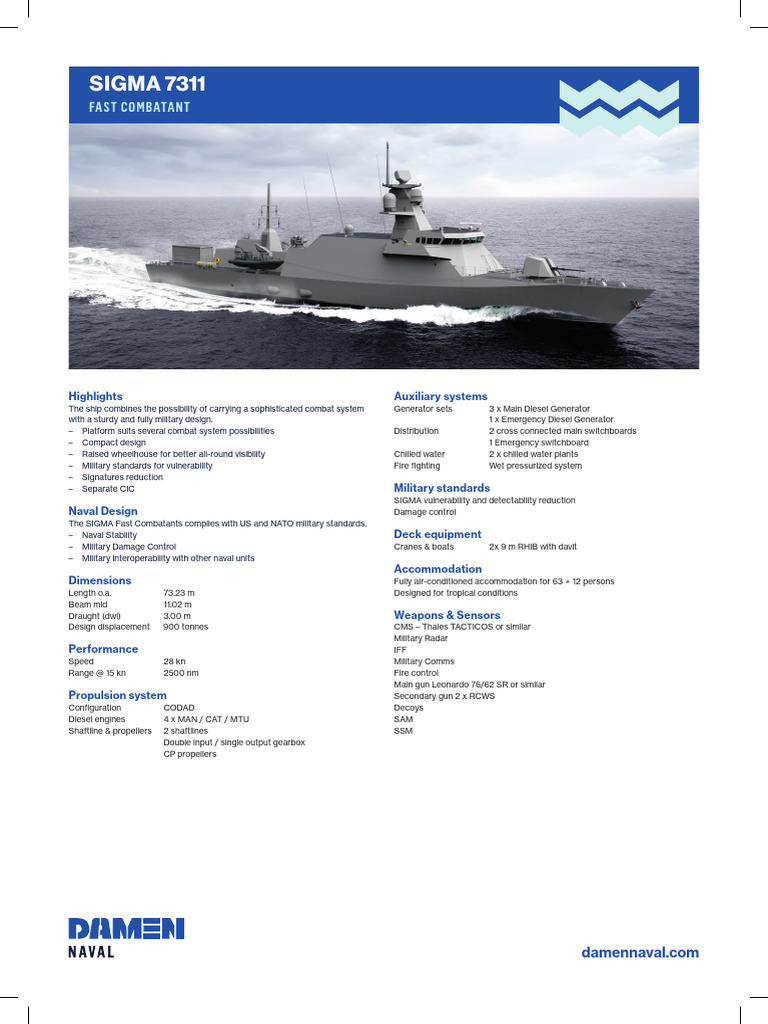 Sigma Fast Combatant 7311 | PDF | Ships | Shipping