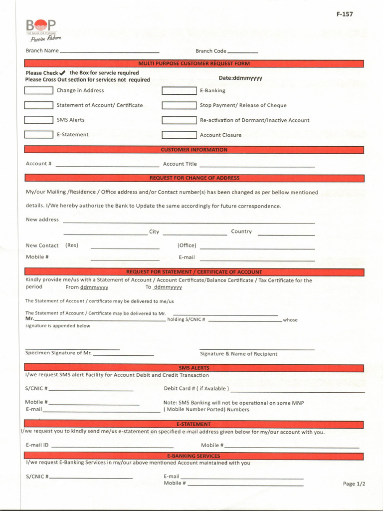 BOP Multi Purpose Form | PDF