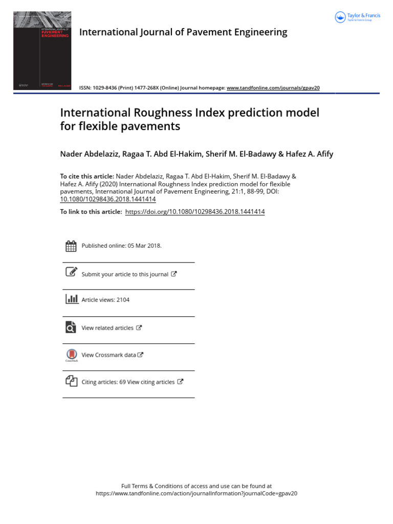 International Roughness Index Prediction Model For Flexible Pavements ...