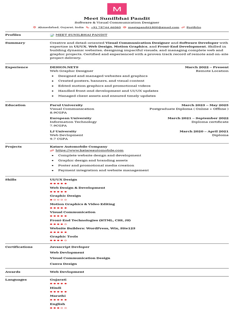 Web Graphic Design - Meet Pandit-1 | PDF | Web Design | Web Development