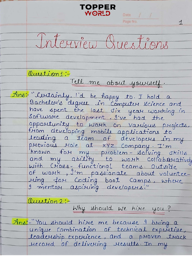 Common Interview Questions and Answers | PDF