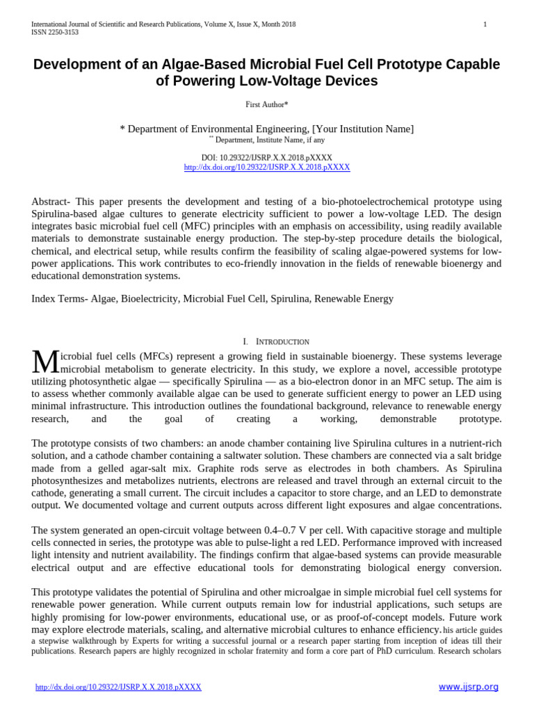 Algae-Based Microbial Fuel Cell Prototype | PDF | Electricity