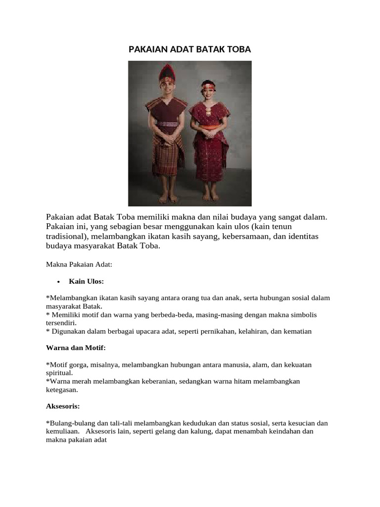 Makna Pakaian Adat Batak Toba | PDF