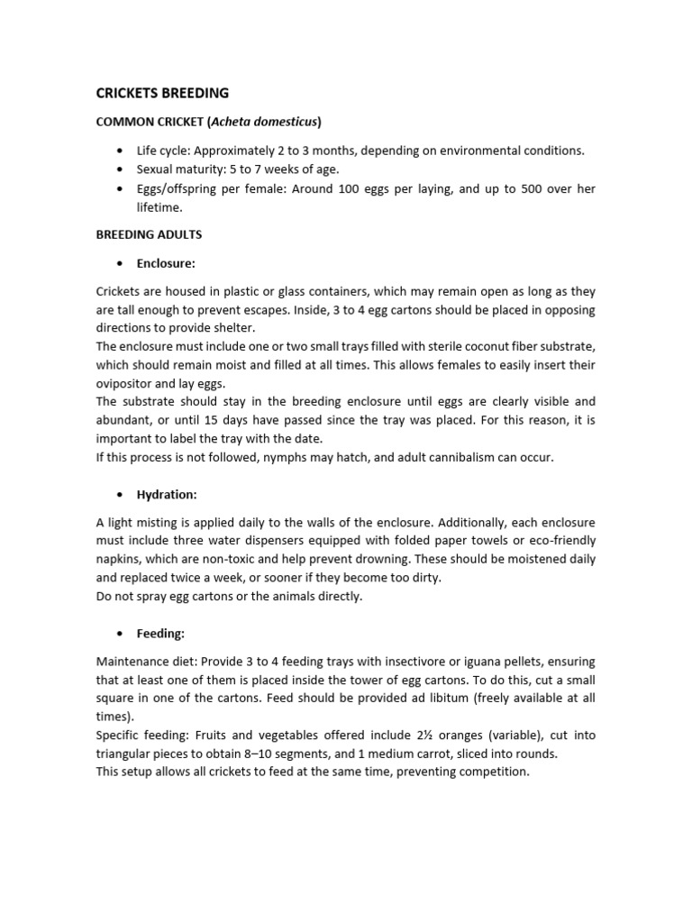 Comprehensive Guide to Cricket Breeding | PDF | Zoology