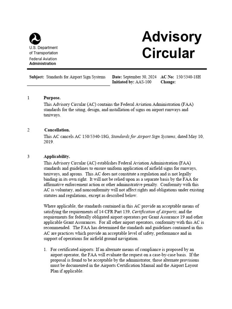 FAA Standards for Airport Sign Systems | PDF | Airport | Air Traffic ...