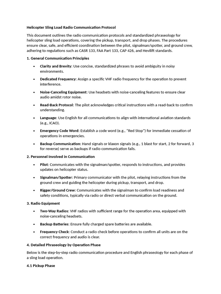 Helicopter Sling Load Radio Communication Protocol | PDF ...