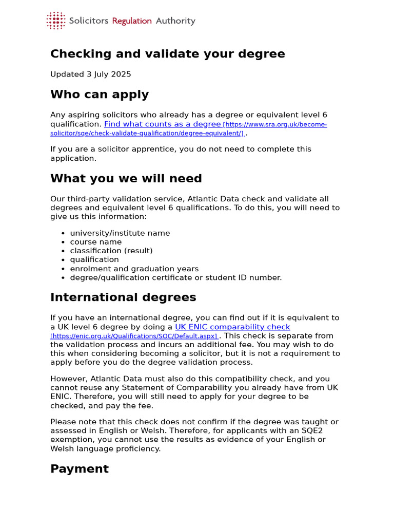 Validate Your Degree for SRA Application | PDF | Academic Degree ...