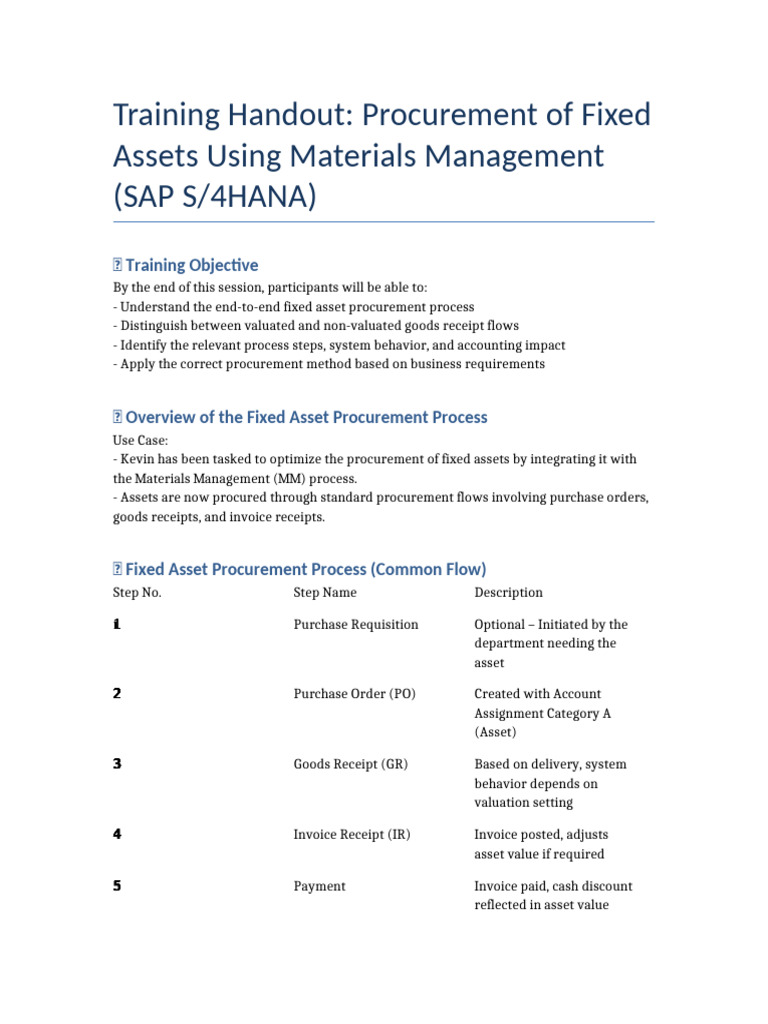Fixed Asset Procurement Training Handout Updated | PDF | Receipt ...