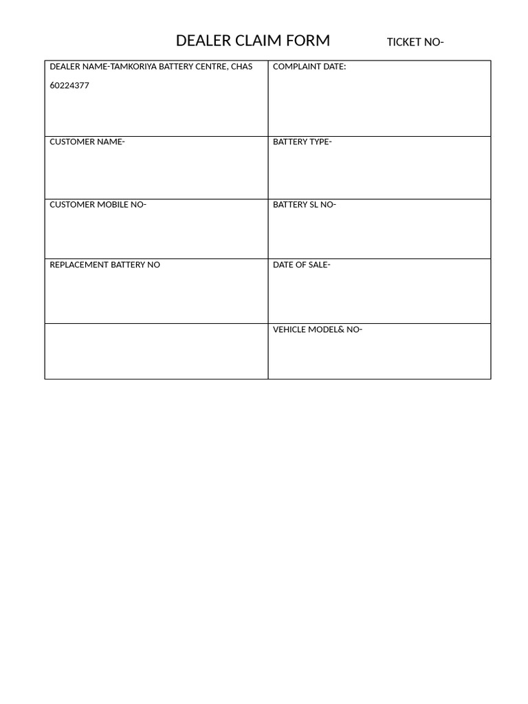 Exide Battery Form | PDF
