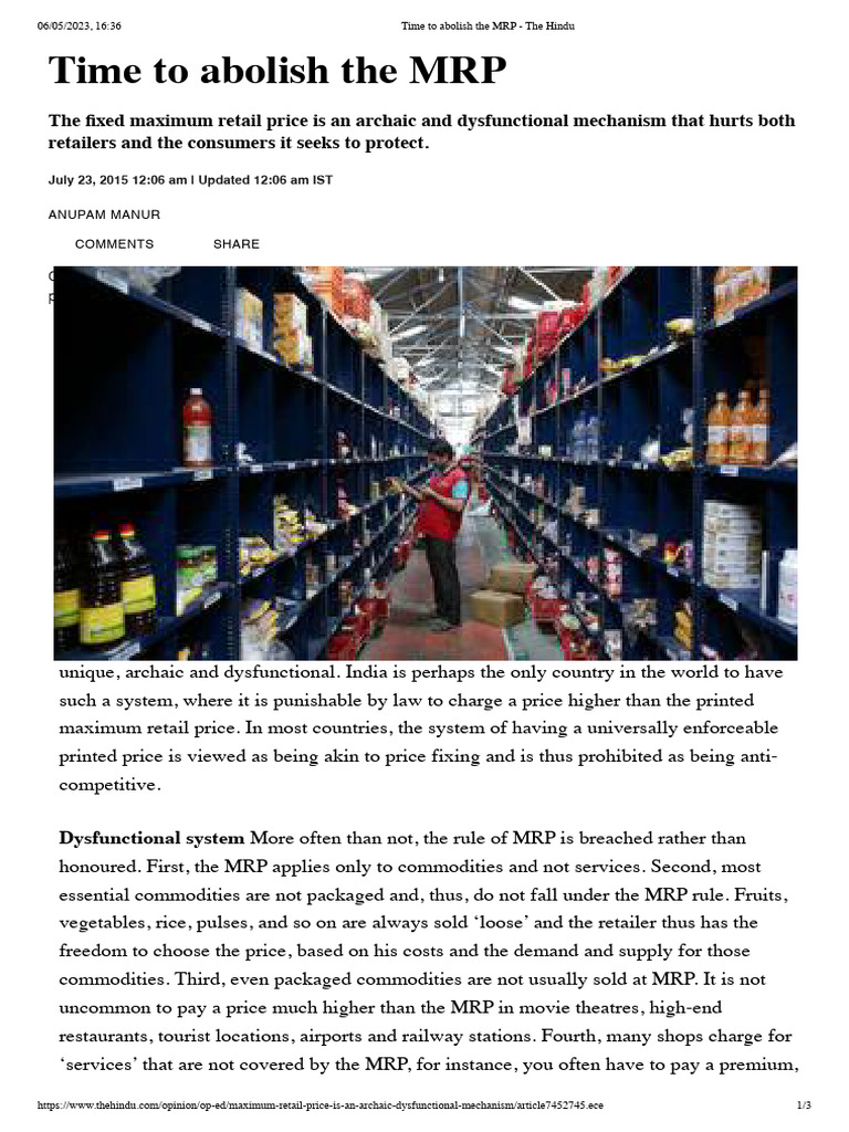 Abolishing India's Archaic MRP System | PDF | Prices | Retail
