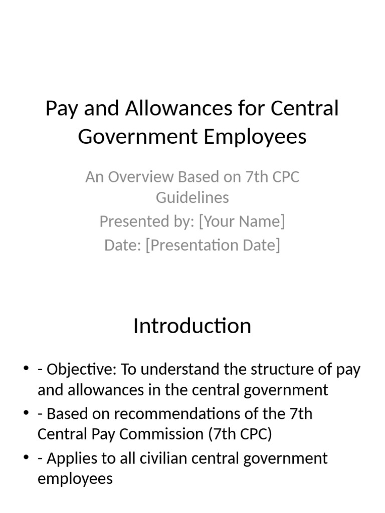 Pay and Allowances Central Govt | PDF