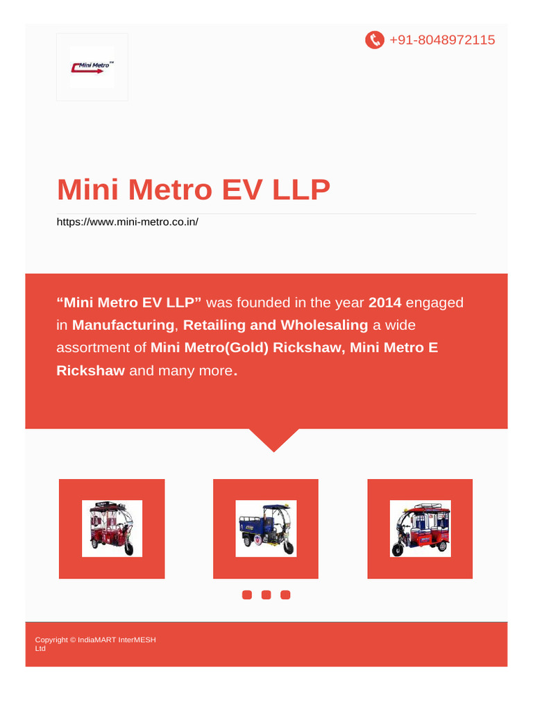 Mini Metro EV LLP Overview and Products | PDF