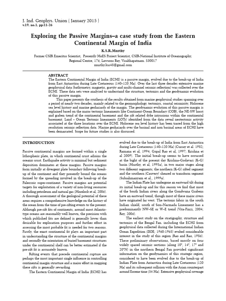 Exploring The Passive Margins-A Case Study From The Eastern-KSR Murty ...