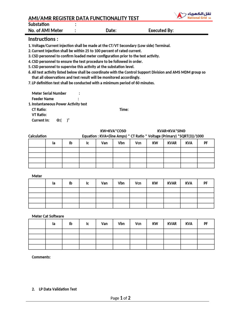 AMI/AMR Meter Functionality Test Guide | PDF | Electricity | Electrical ...