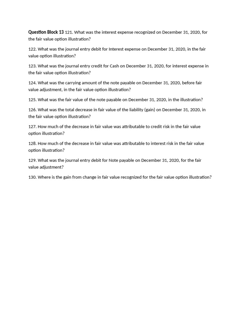Fair Value Option Journal Entries 2020 | PDF