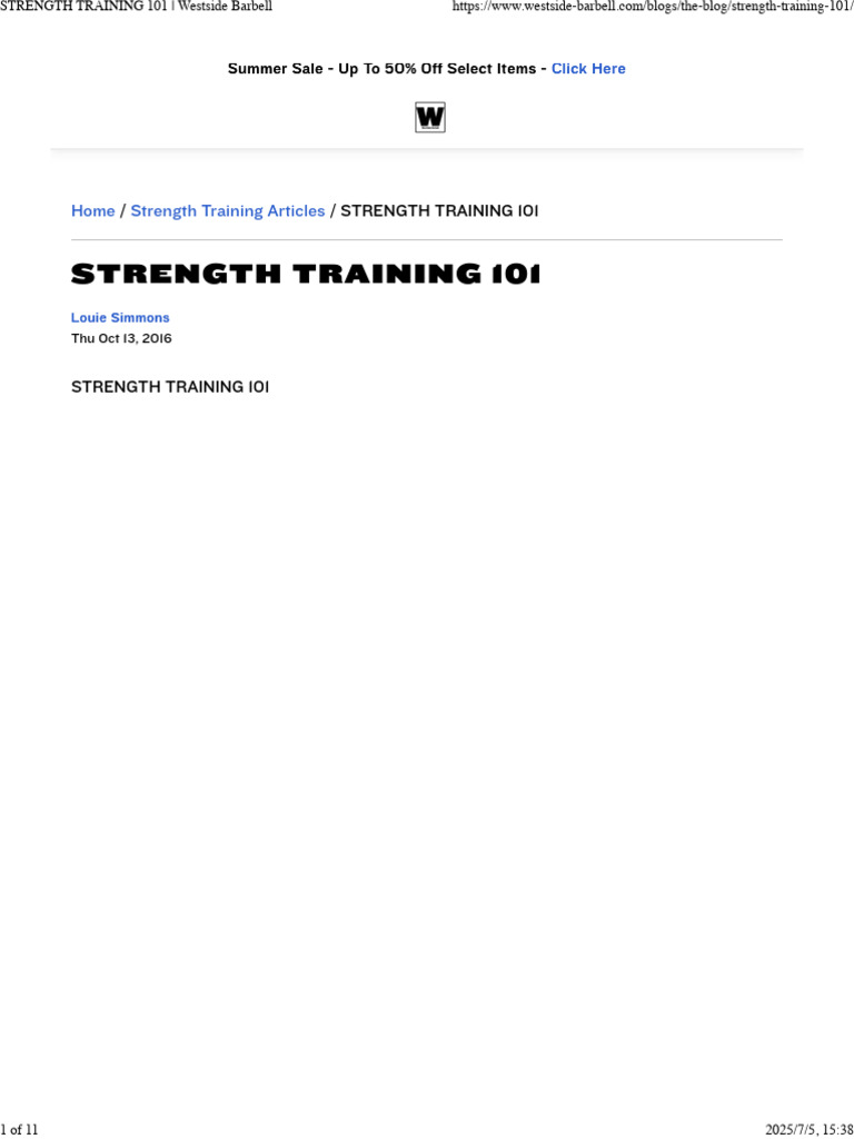 Strength Training 101 - Westside Barbell | PDF | Strength Training ...