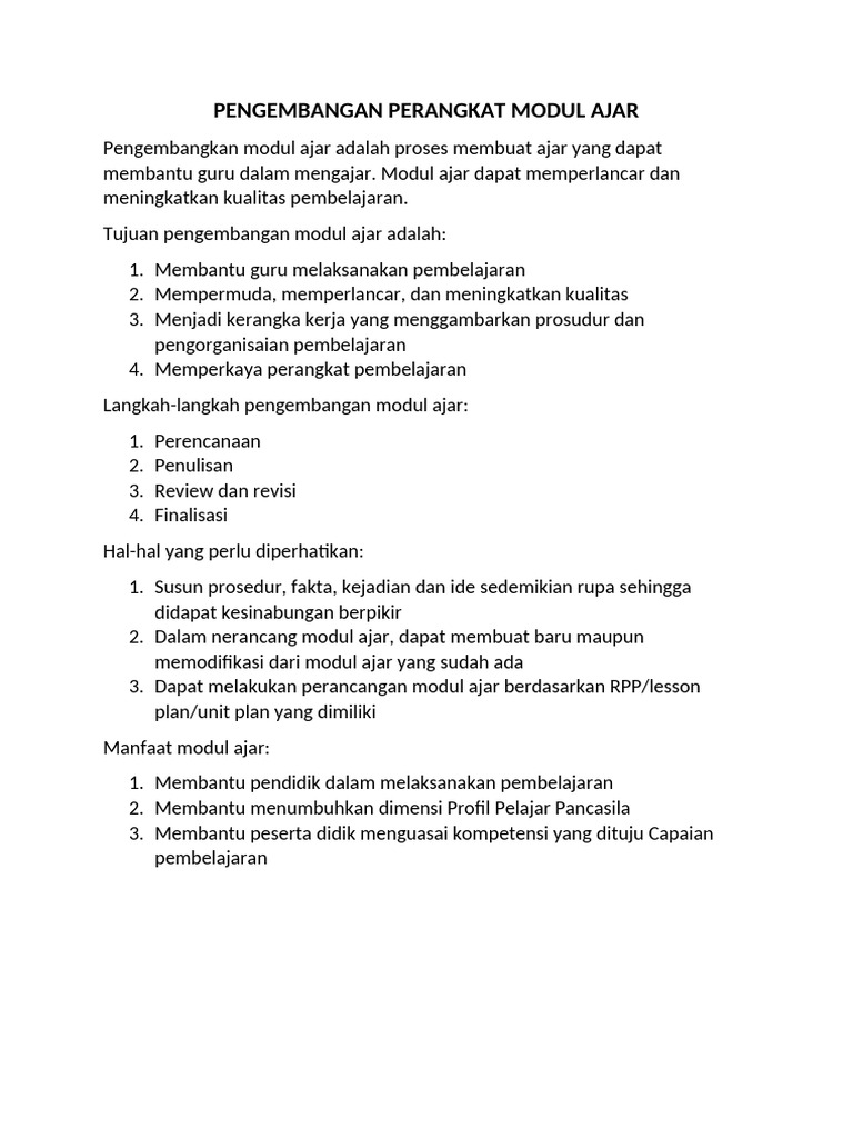 Pengembangan Perangkat Modul Ajar | PDF