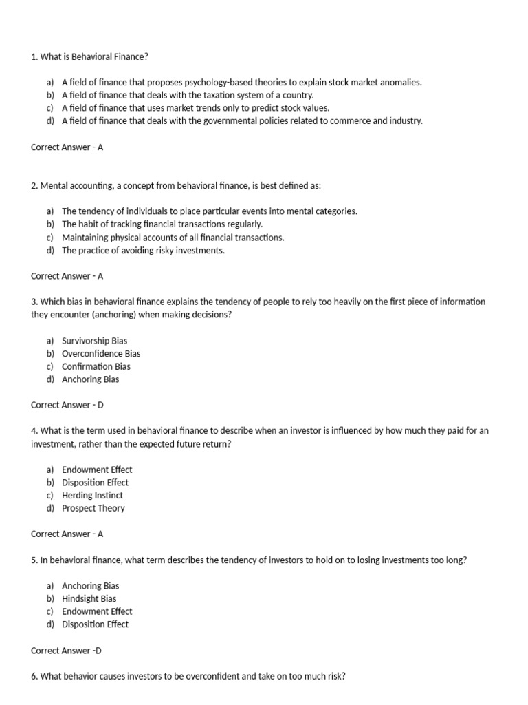 Behavioral Finance Concepts Explained | PDF | Behavioral Economics ...