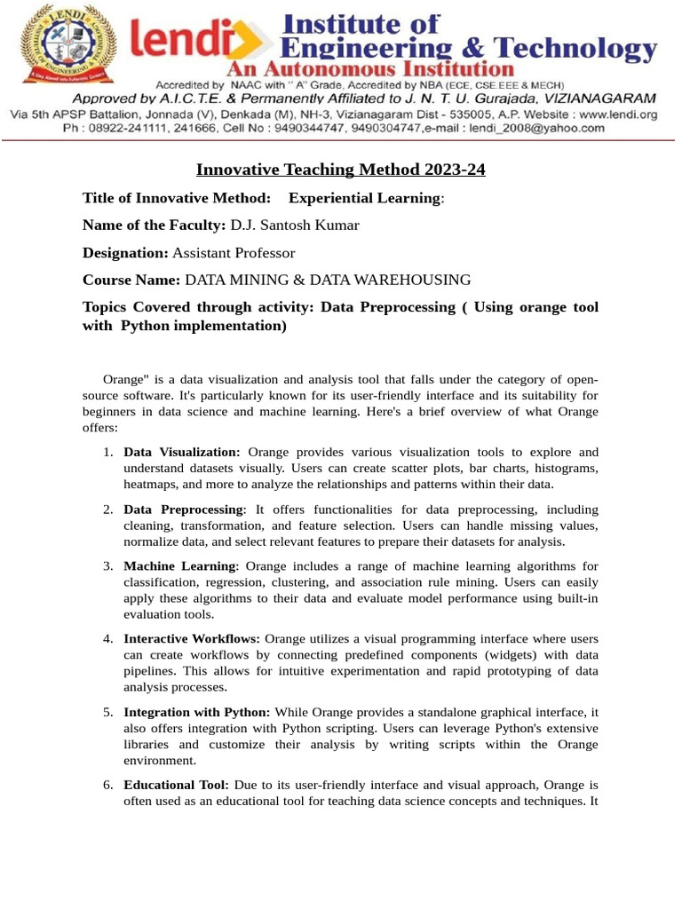 Dwdm _R20_innovative Teaching Methods | PDF | Machine Learning | Data