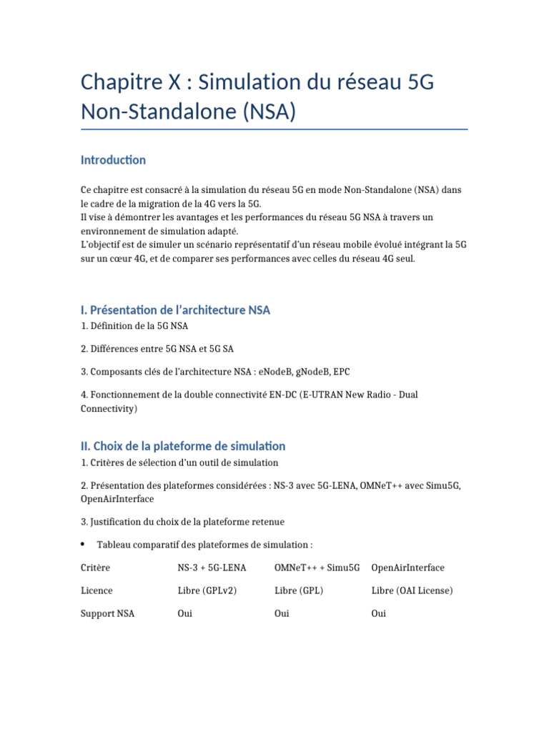 Simulation des performances du réseau 5G NSA | PDF | LTE ...