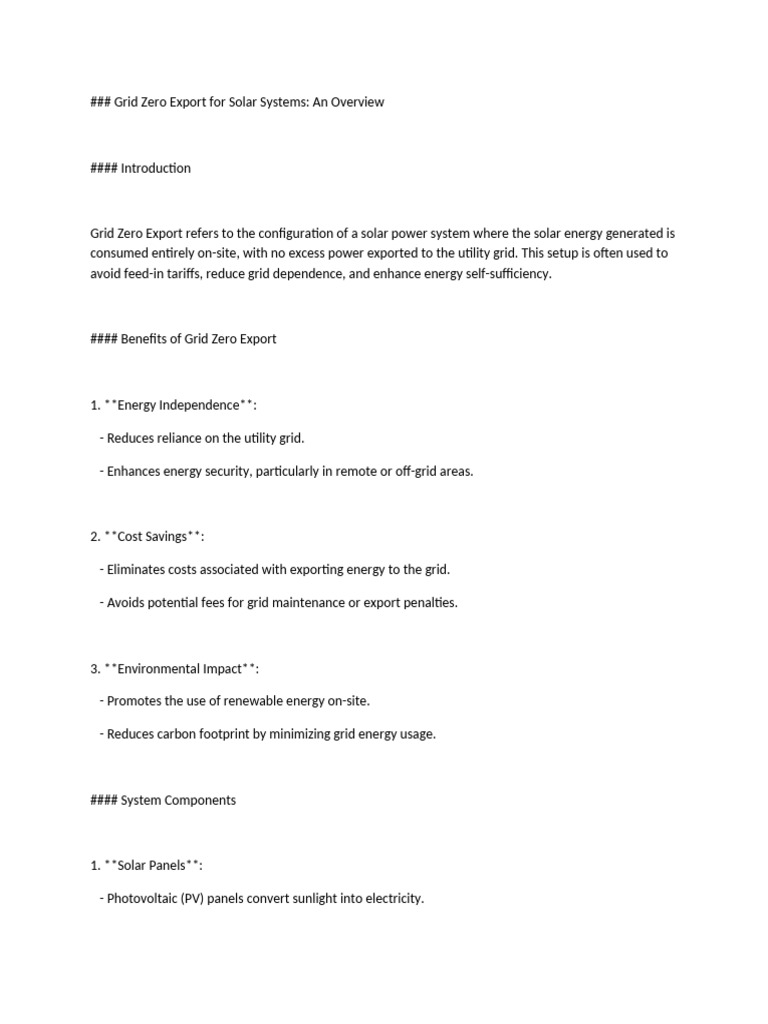 Grid Zero Export Solar Systems Explained | PDF | Solar Power ...