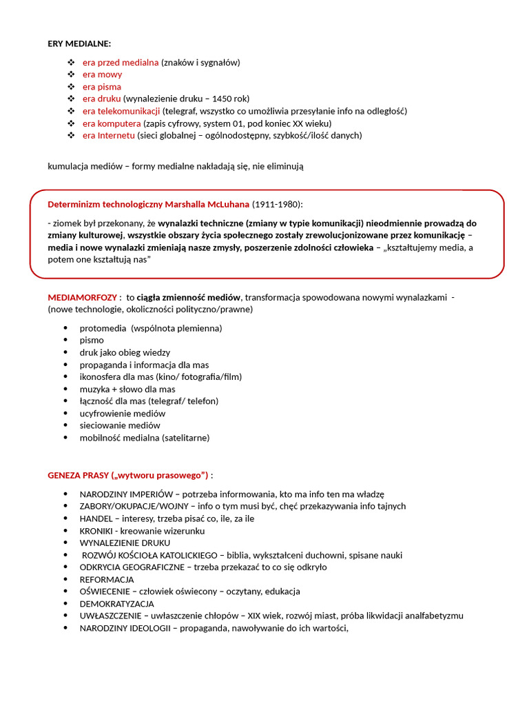 Historia mediów XX wieku - NOTATKI | PDF