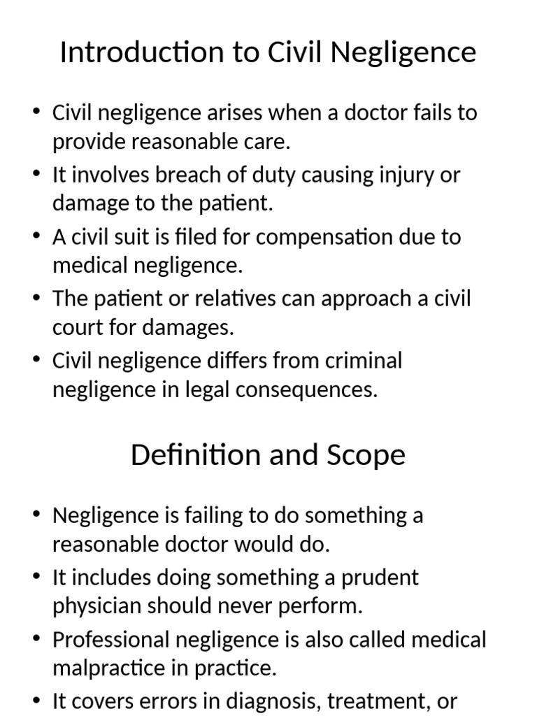 Civil Negligence Presentation | PDF | Negligence | Physician