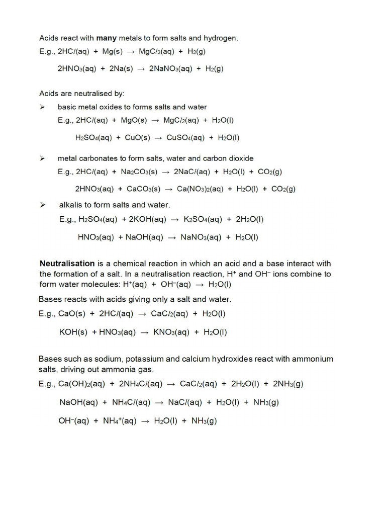 Acid Base Salt and Colours of Compounds | PDF