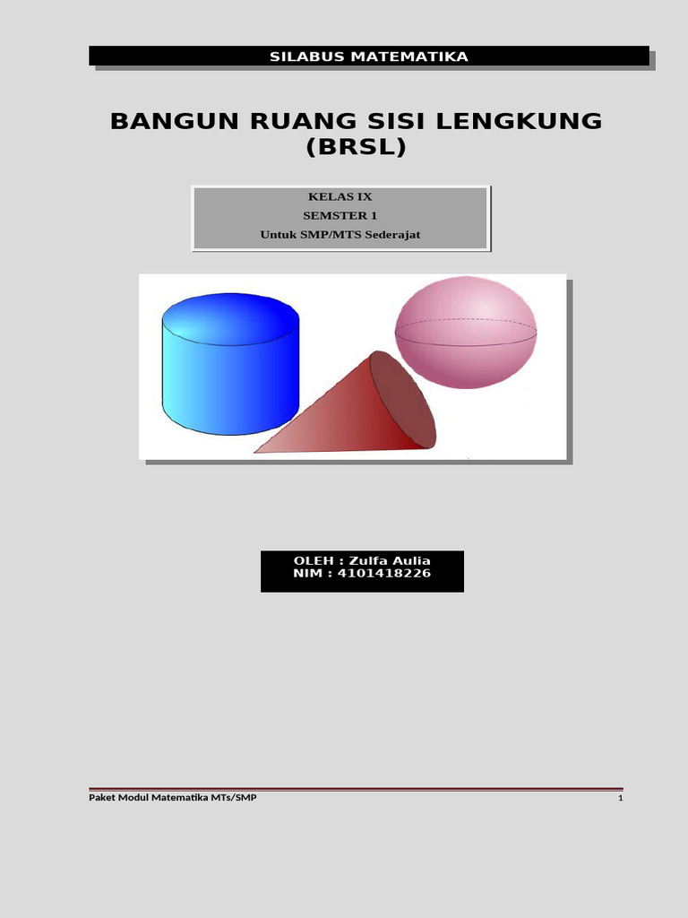 Silabus Geometri Tabung Kelas IX | PDF