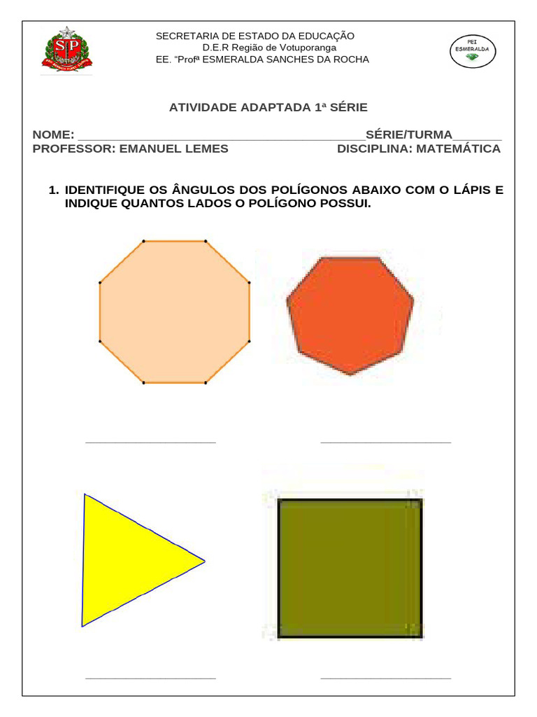 ATIVIDADE ADAPTADA 1ª SÉRIE | PDF