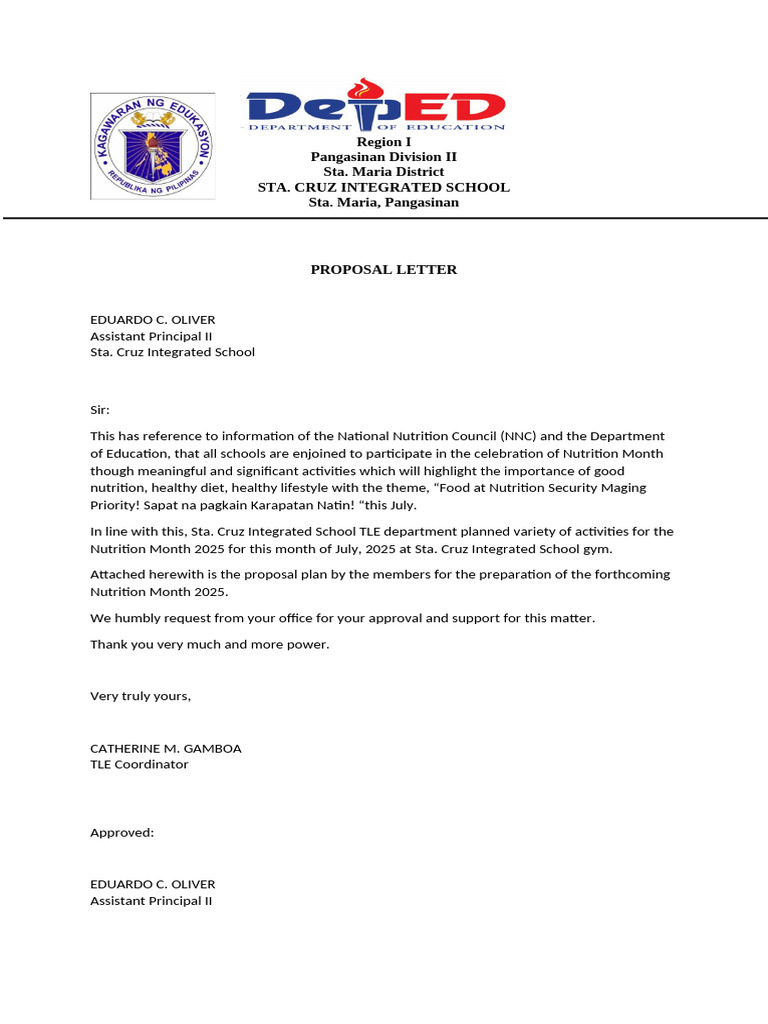 Nutrition Month 2025 Activities Proposal | PDF
