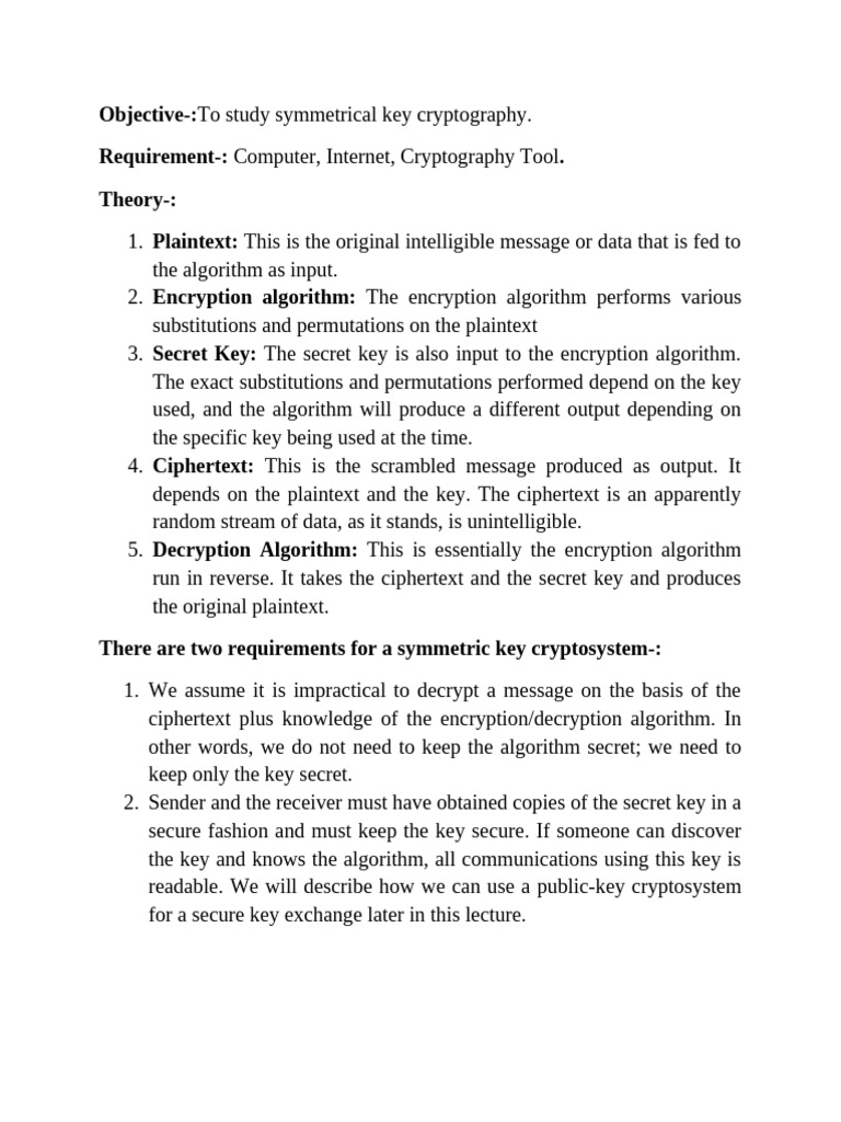 Symmetrical Key Cryptography Practical | PDF