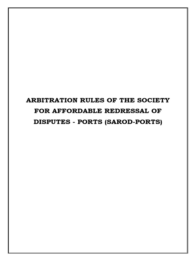 Arbitration Rules SAROD Ports3ed2535a b147 4806 A2b5 E661a35dcfb0 | PDF | Arbitral Tribunal ...