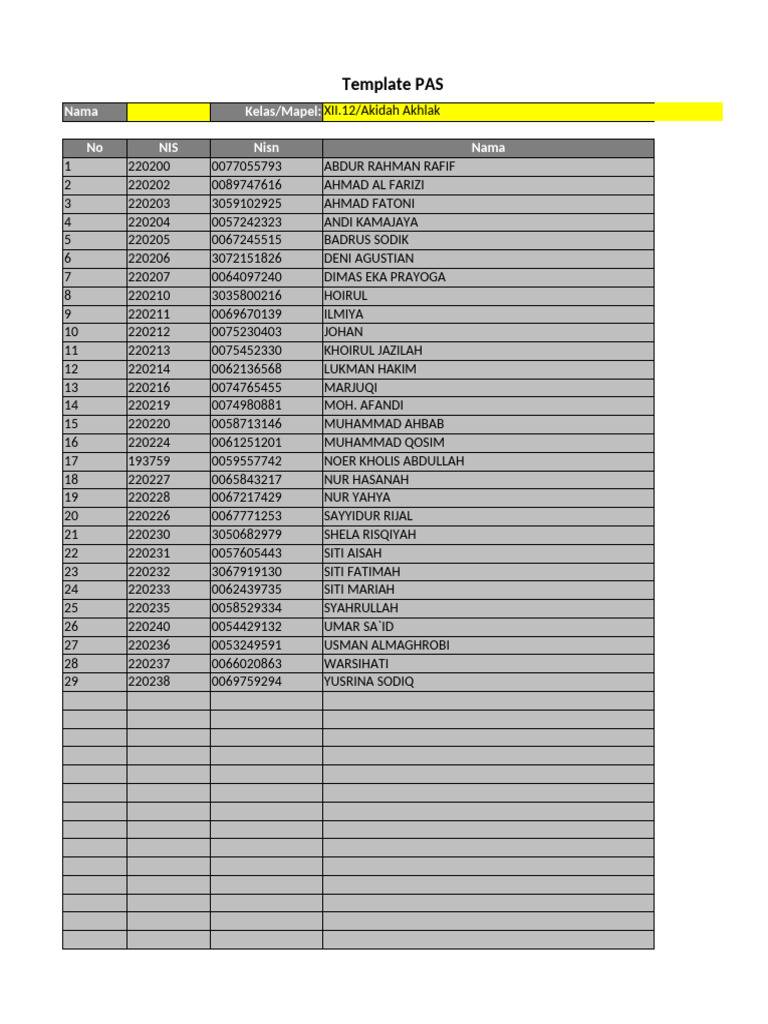 Template PAS-XII.12-Akidah Akhlak | PDF