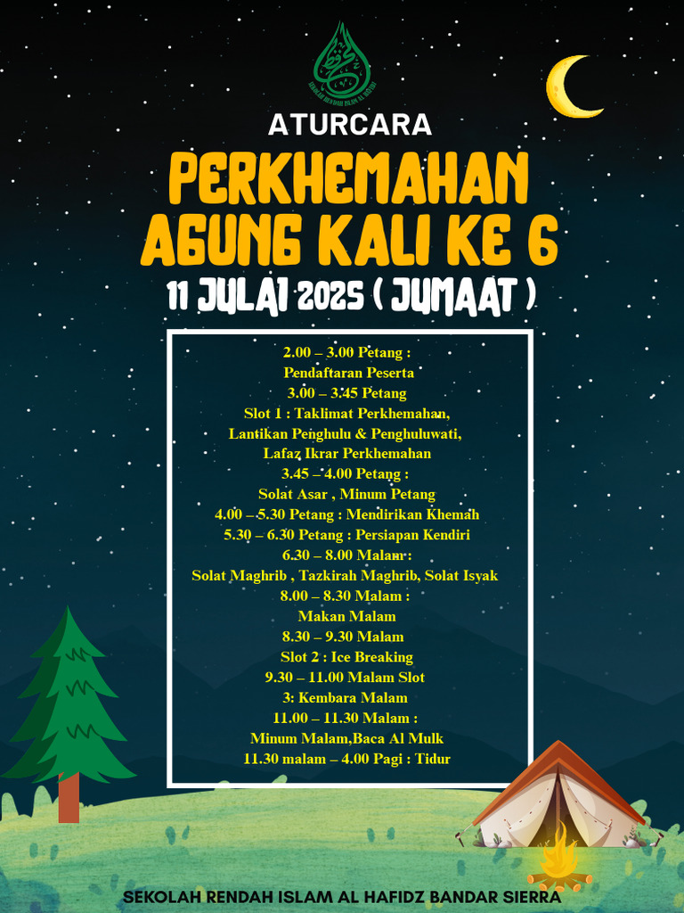 Aturcara Perkhemahan Sekolah Al Hafidz | PDF