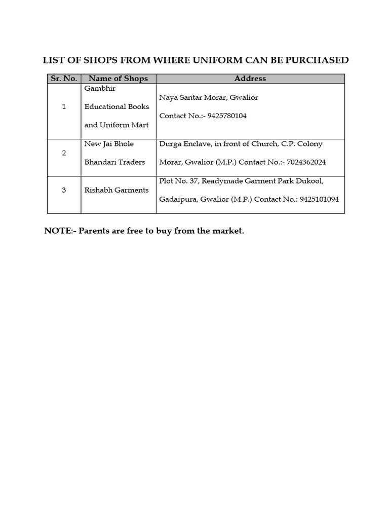 Vendor of Uniform | PDF