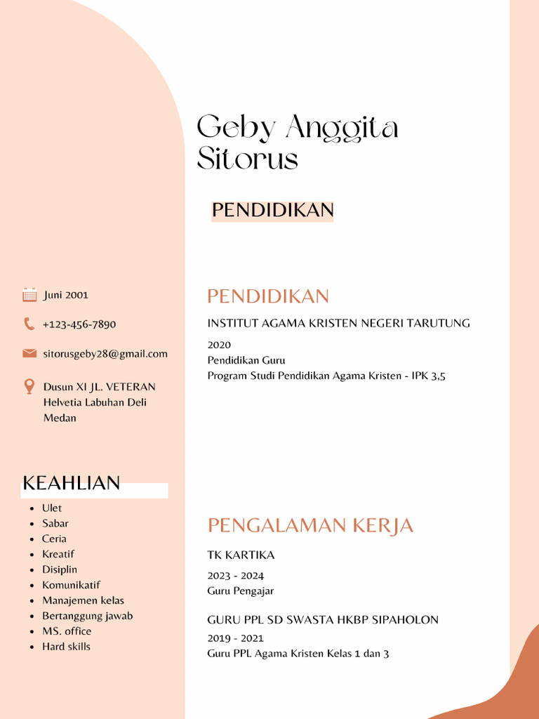 Minimalis Pastel CV Daftar Riwayat Hidup Guru Pendidikan Anak Usia Dini Pau - 20250525 - 160324 ...