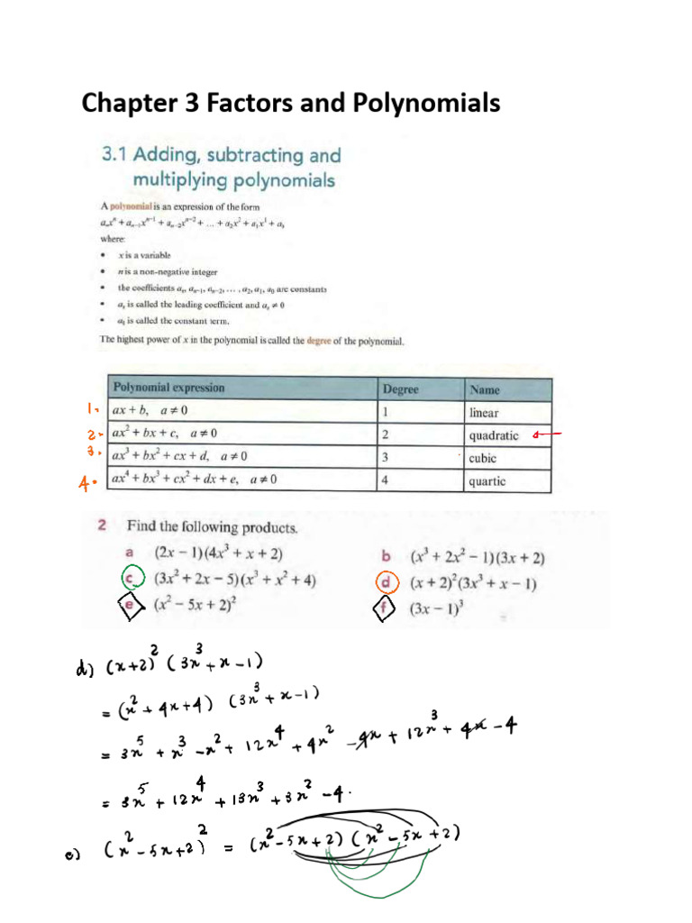 Chapter 3 Factors and Polynomials 12225 | PDF