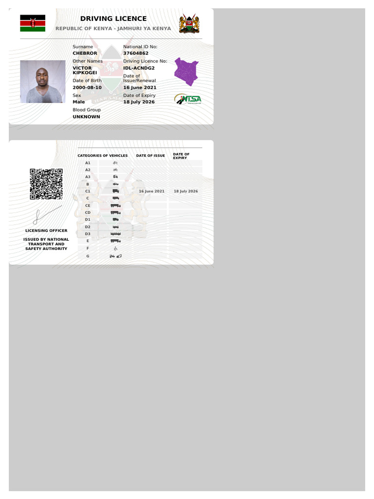 Kenyan Driving Licence Details | PDF