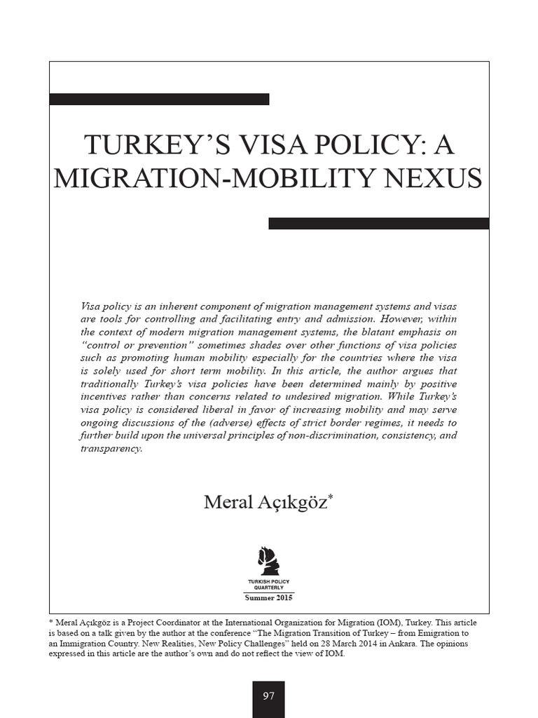 Turkey's Liberal Visa Policy Analysis | PDF | Travel Visa | Human Migration