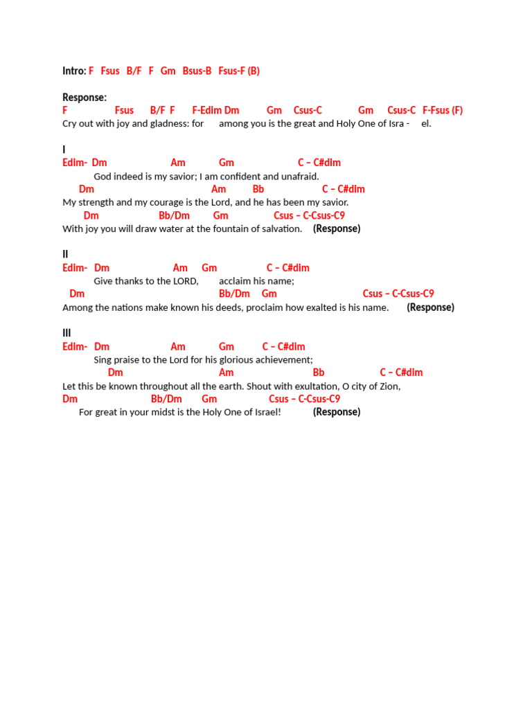 Lyrics for "Cry Out with Joy" | PDF