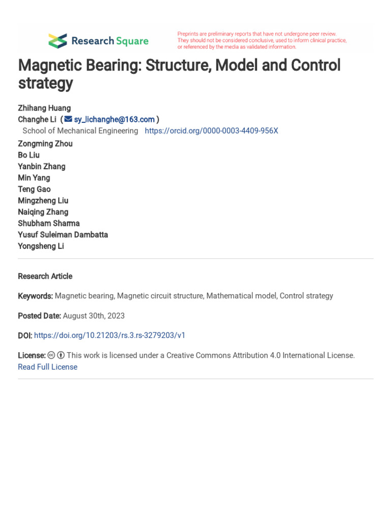 Magnetic Bearing Structure Model and Control Strat | PDF | Inductor | Electric Motor