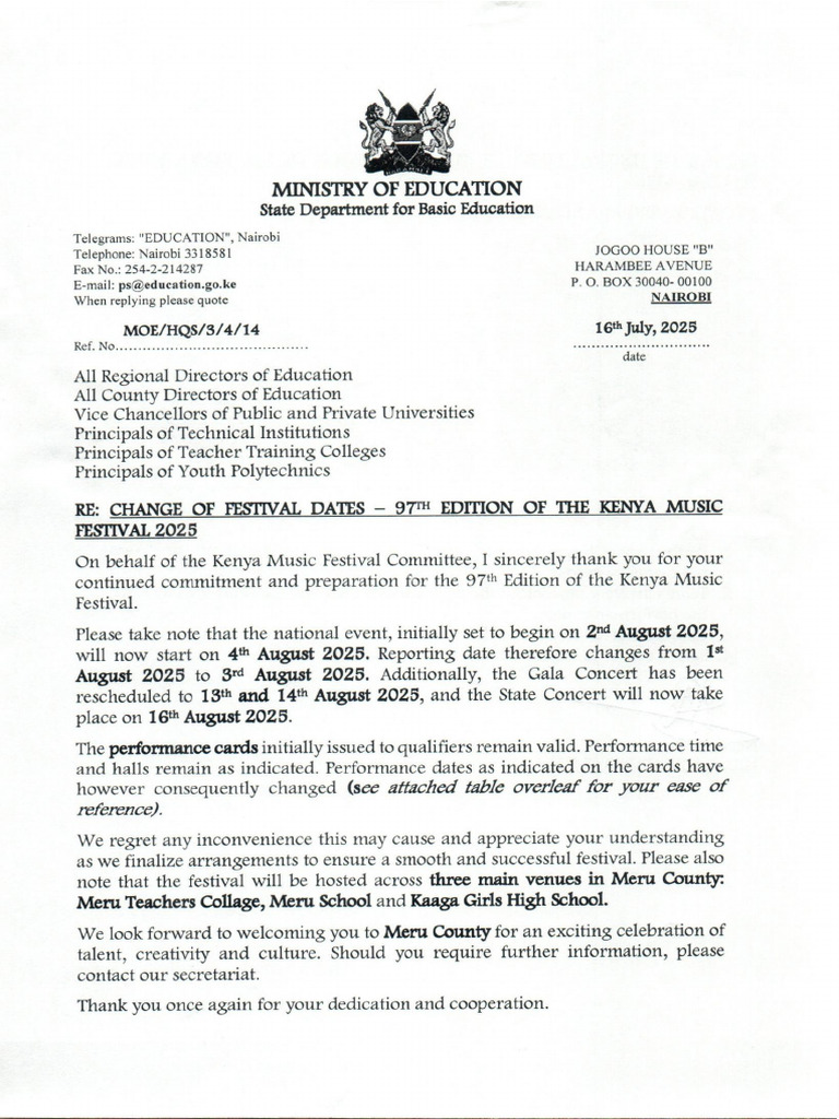 To Rde Cde - Change of Festival Dates - Music | PDF