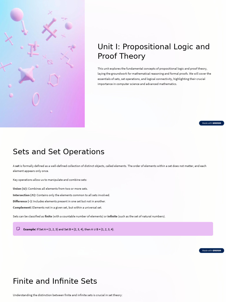 Unit I Propositional Logic and Proof Theory | PDF | Set (Mathematics) | Logic