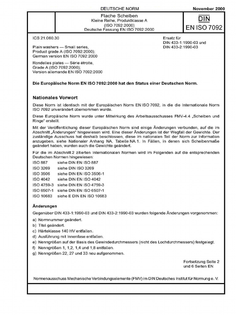 Din en Iso 7092 - 2000-11.1 | PDF