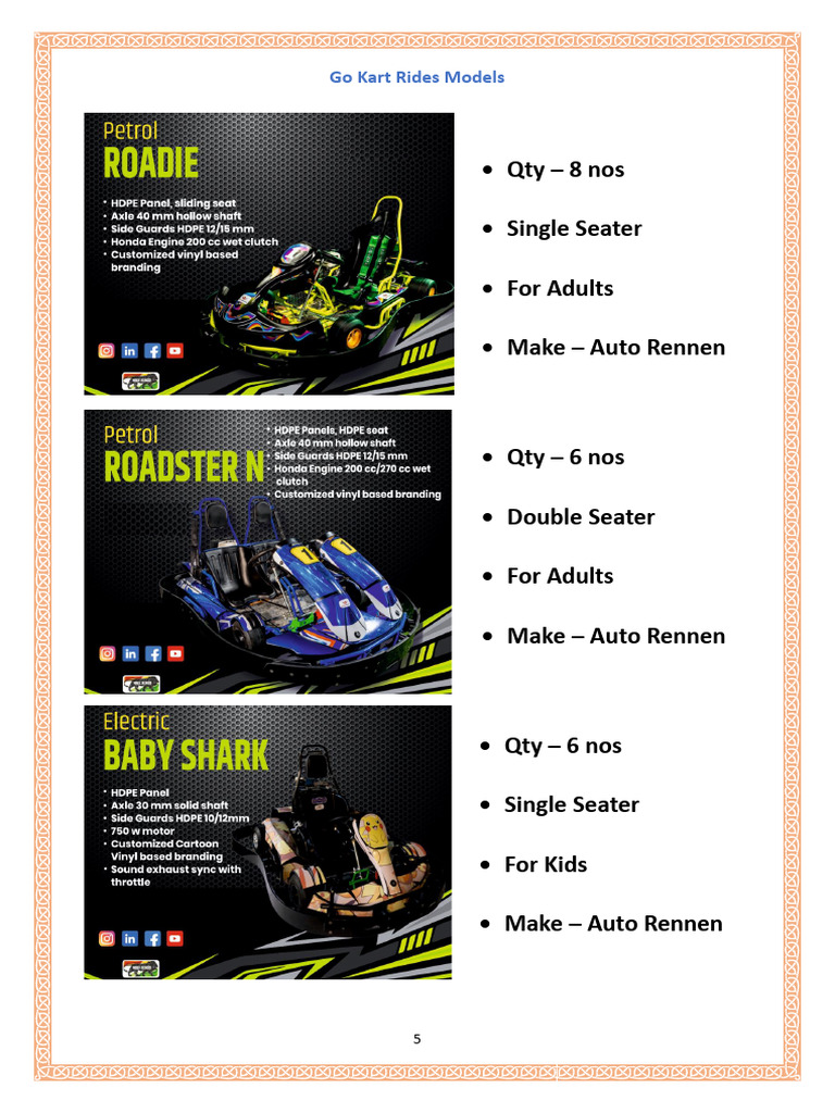 Go Kart Models Overview | PDF