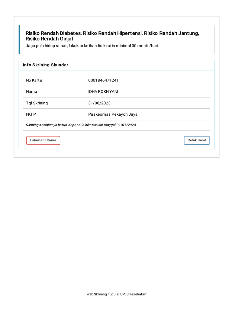 Web Skrining BPJS Kesehatan | PDF