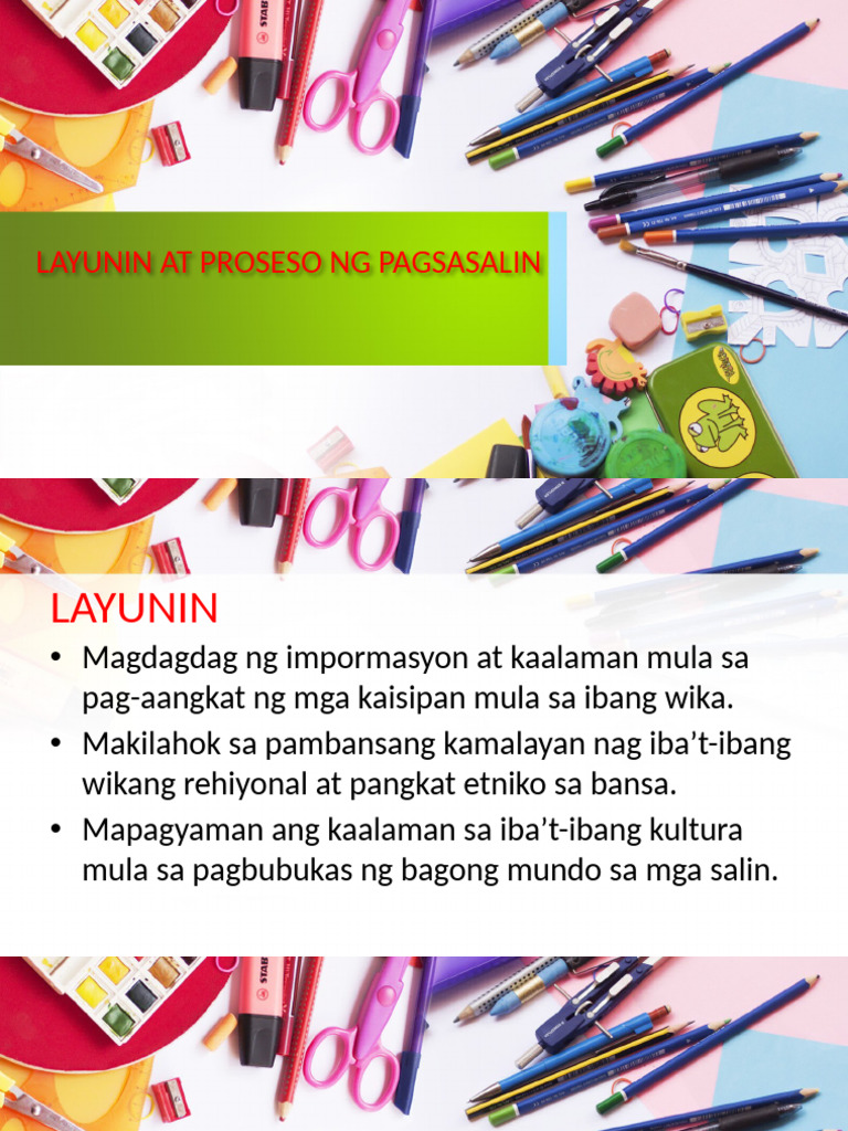 Layunin at Proseso Sa Pagsasalin | PDF